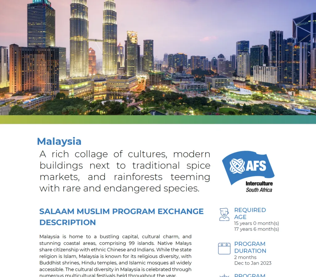 Salaam Programme Two Months in Malaysia - South Africa
